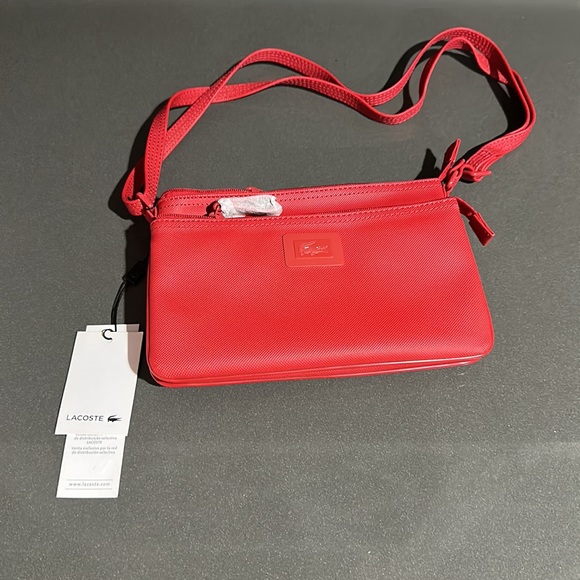Lacoste | Bags | New Lacoste Double Zip Crossover Bag In Flame Scarlet ...